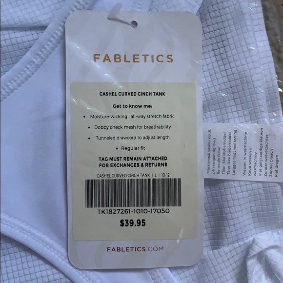 Fabletics | Tops | Fabletics Cashel Curved Cinch Tank Nwt | Poshmark